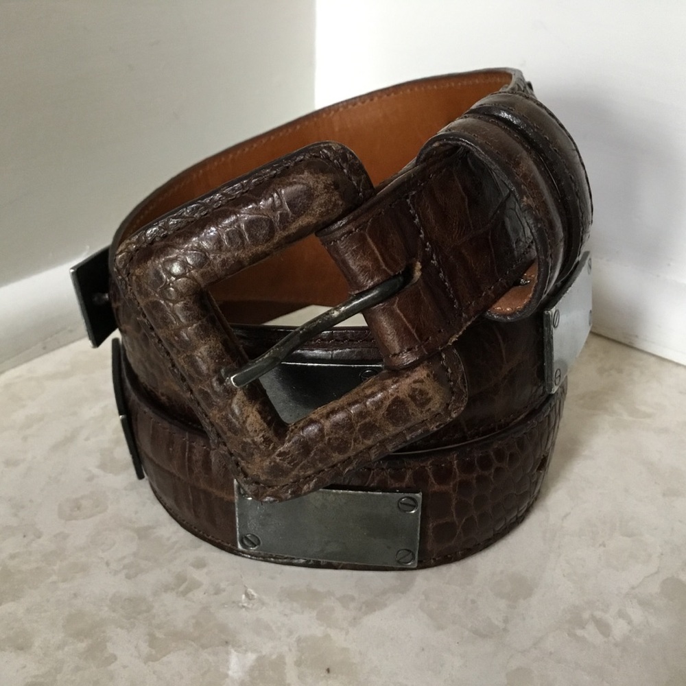 Vintage Joan & David Brown Leather Silver Belt M - Gem